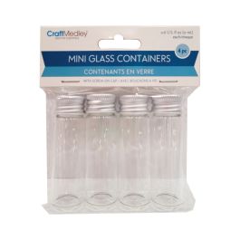 CRAFT MEDLEY MINI GLASS CONTAINERS WITH SCREW LID .6OZ 4 PK GB706