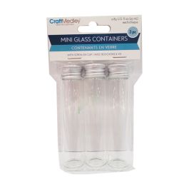 CRAFT MEDLEY MINI GLASS CONTAINERS WITH SCREW LIDS .85OZ 3PK GB708