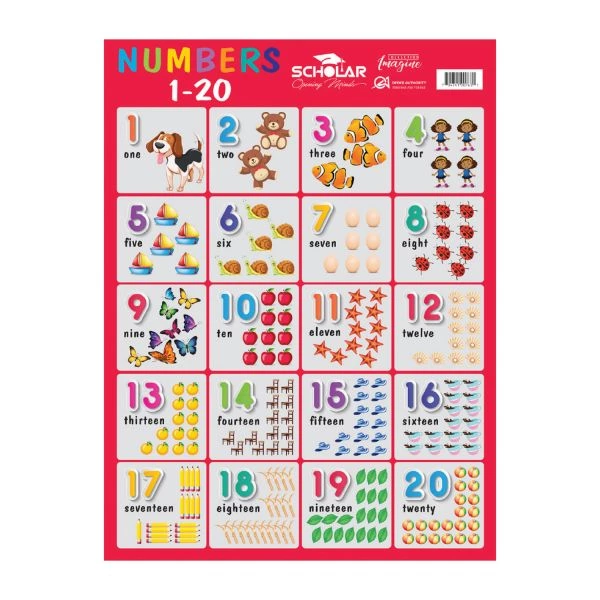SCHOLAR NUMBERS CHART 1-20 18"X24"